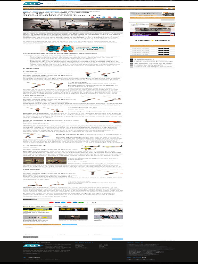 Los 10 Ejercicios Fundamentales Con TRX - CMD Sport | PDF | Aptitud física | Rodilla