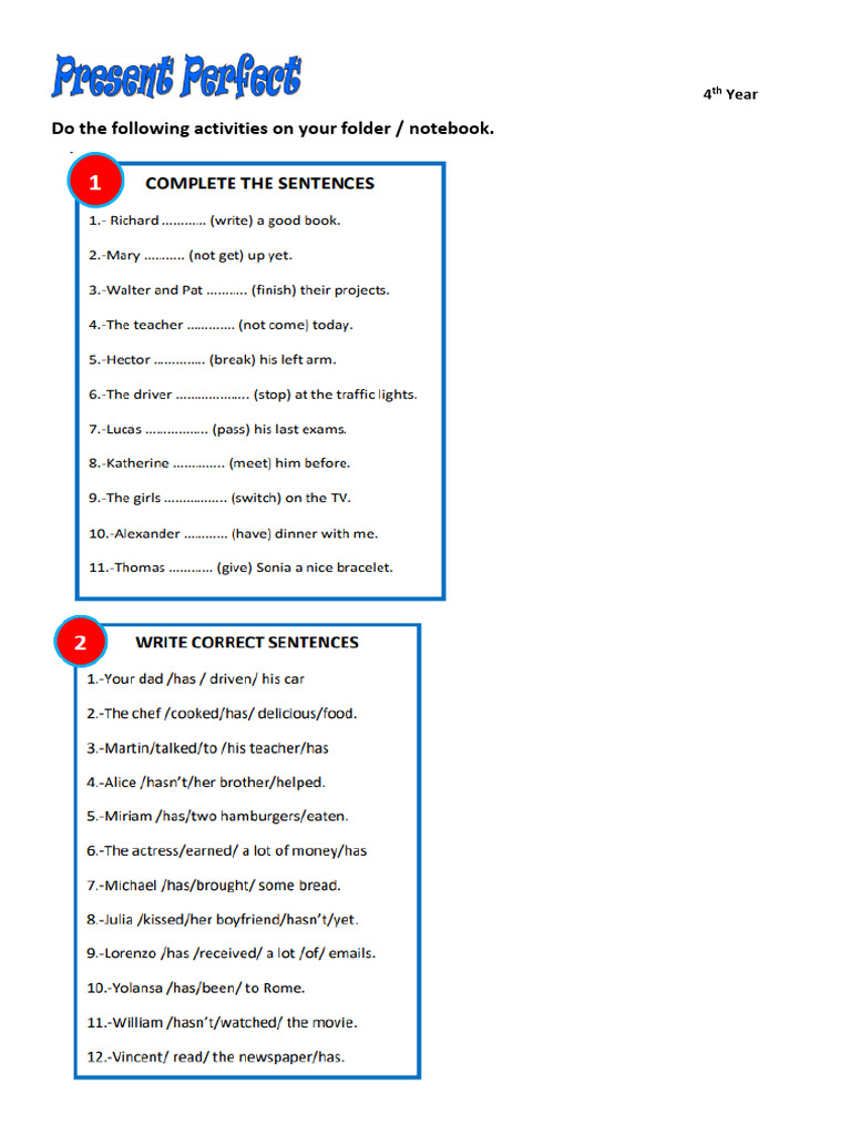 Present Perfect - Past Simple 4th | PDF