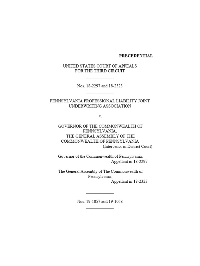 Pennsylvania Prof. Liability Joint Underwriting Ass'n v. Governor of the Commonwealth of ...