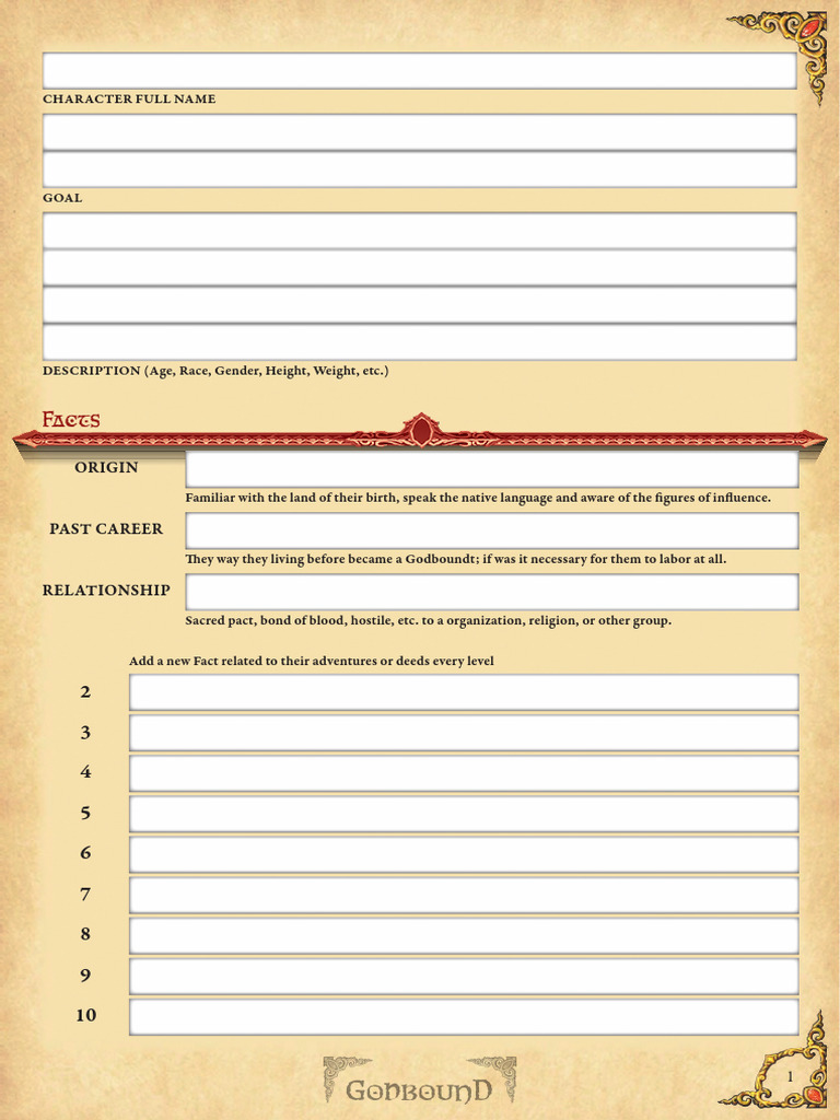 Godbound Character Sheet | PDF