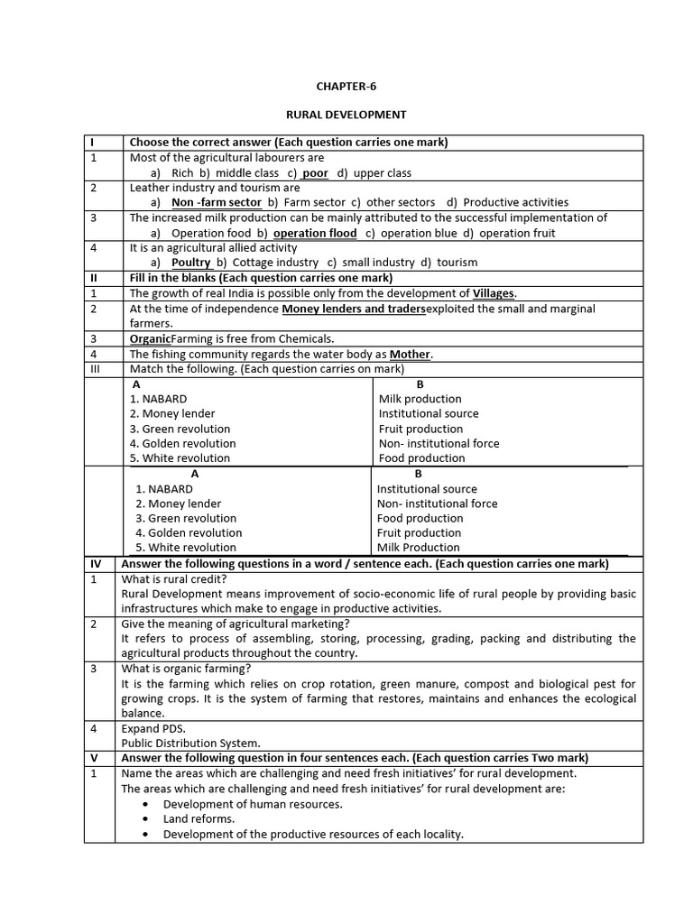 Chapter 6 Rural Development | PDF | Agriculture | Organic Farming