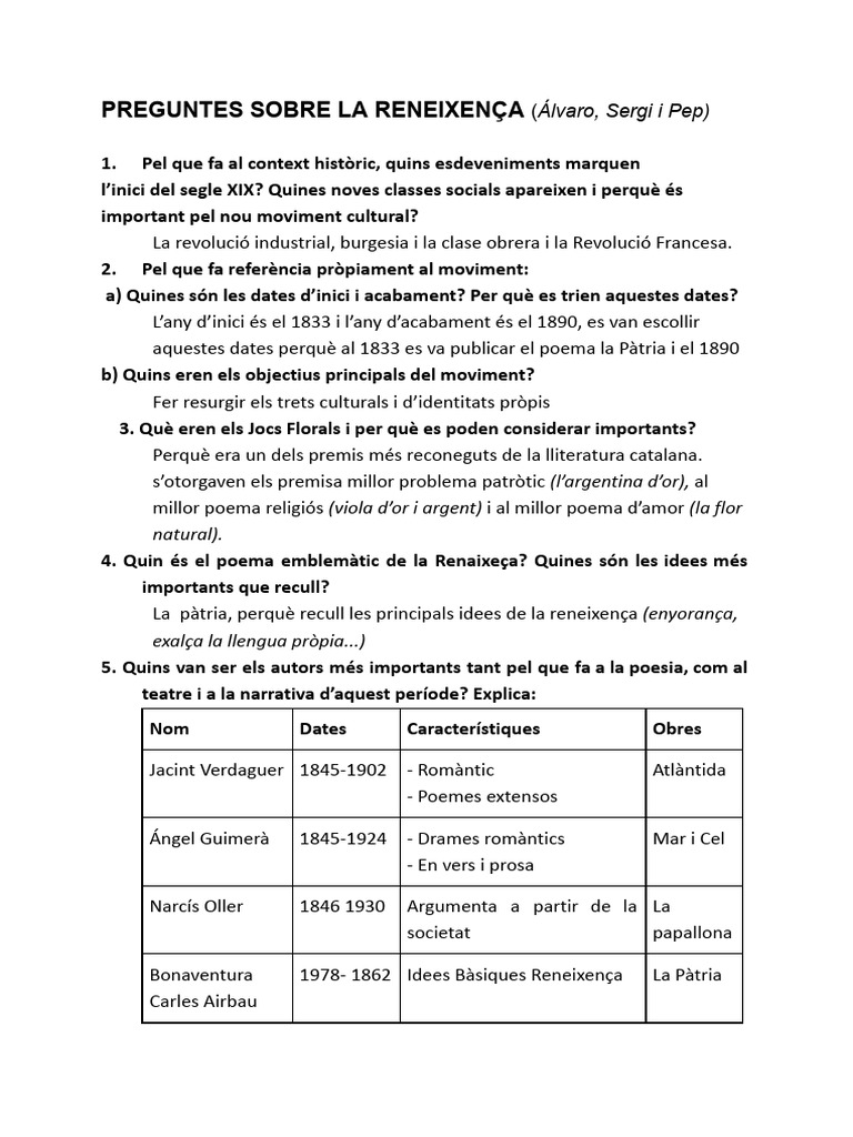 PREGUNTES DE CATALÀ (1) | PDF