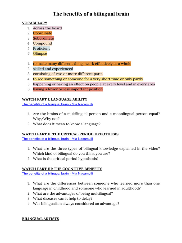 The Benefits of A Bilingual Brain | PDF
