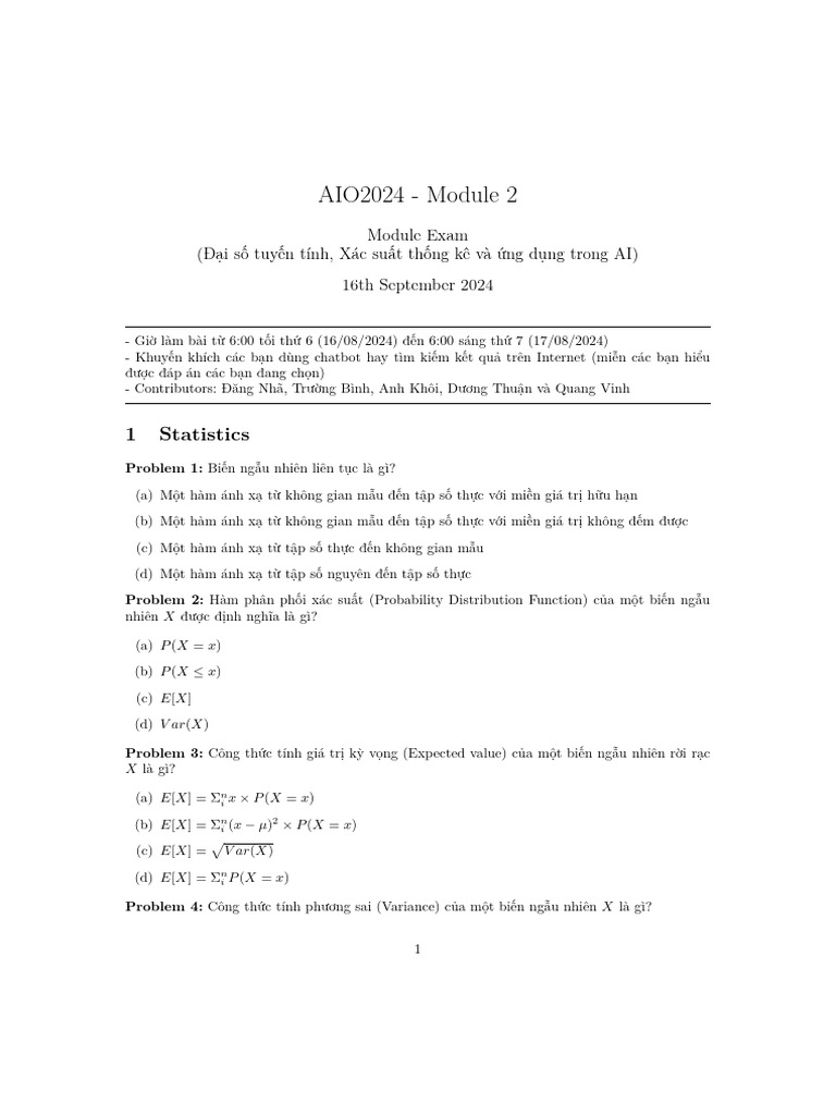 AIO2024 Module2 Exam | PDF