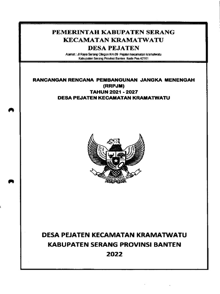 RPJMDes Desa Pejaten 2021 2027 Fix | PDF
