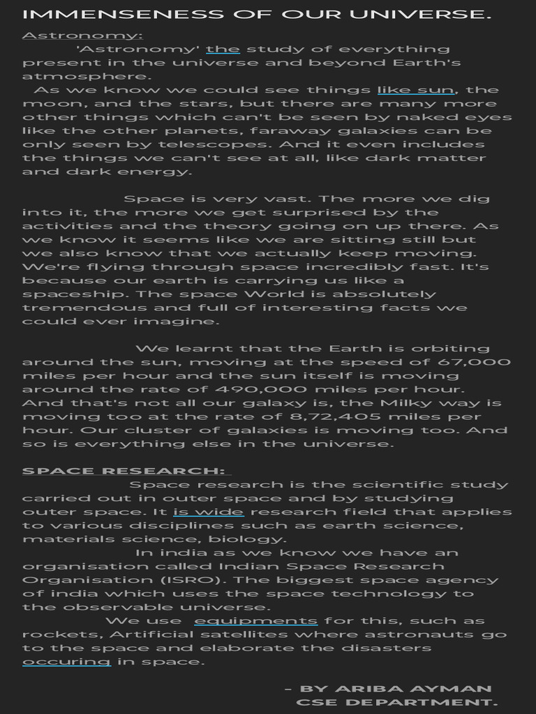 Immenseness of Our Universe | PDF