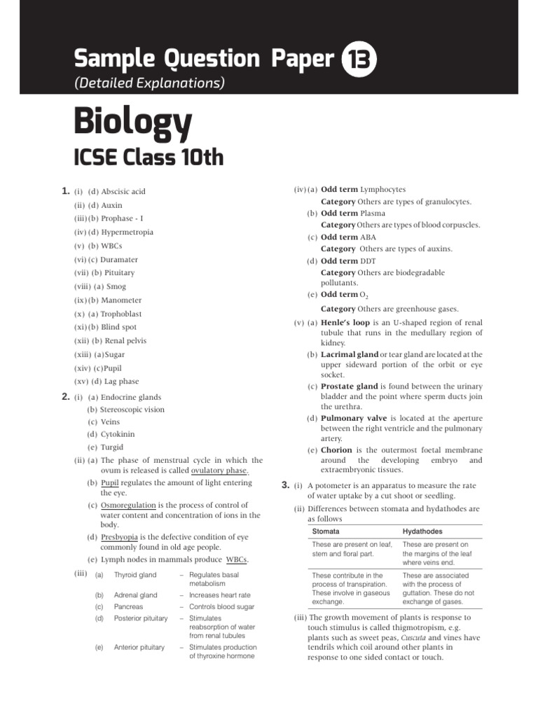 ICSE-10th-Bio-SQP-13 | PDF | Ploidy
