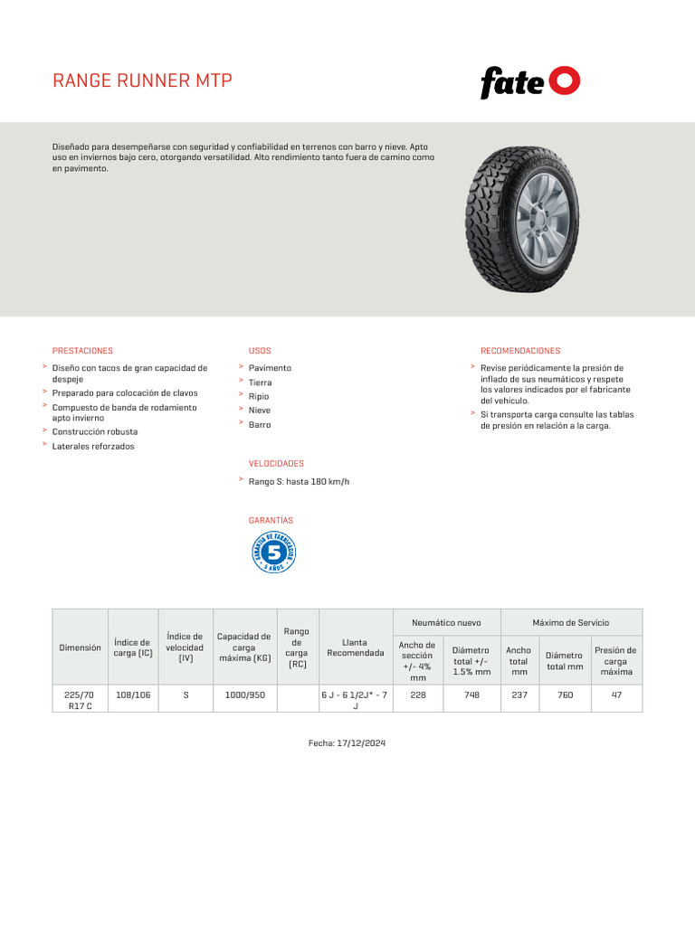 Neumático RANGE RUNNER MTP para Invierno | PDF | Neumático | Vehículos