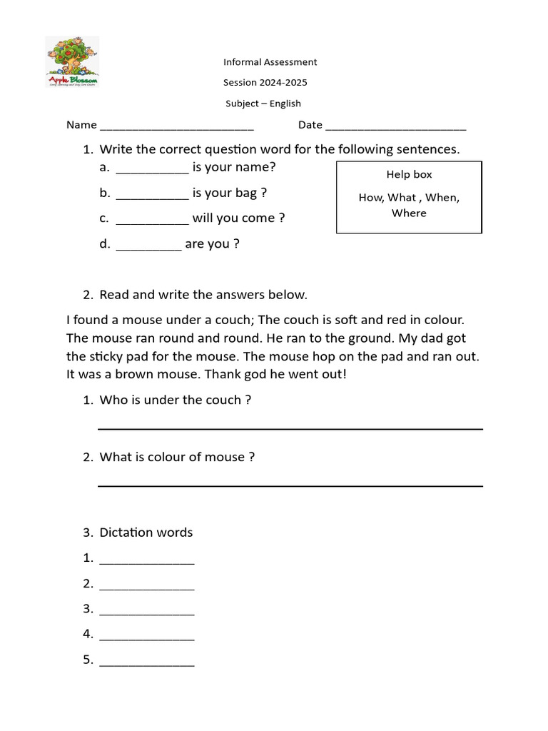 Informal Assessment ENGLISH | PDF
