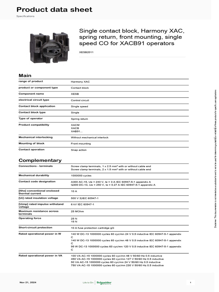 Schneider Electric_Harmony-XAC-Pendant-control-stations_XESB2011 | PDF | Alternating Current ...