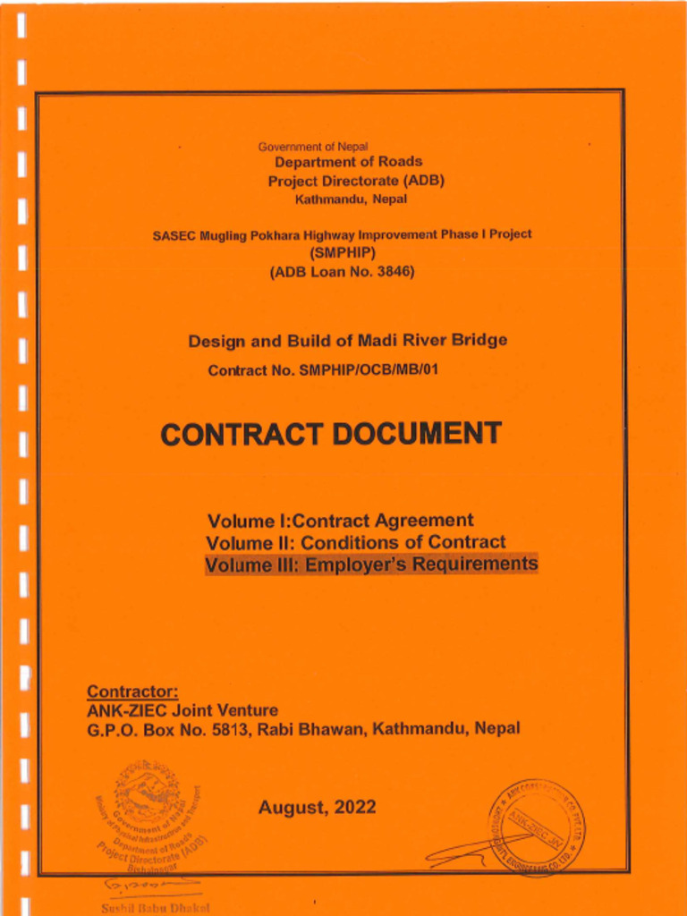 Madi River Bridge Volume III Employer's Requirement | PDF