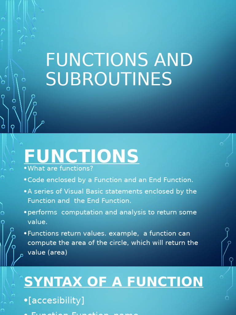 FUNCTIONS AND SUBROUTINES Final1 | PDF | Parameter (Computer Programming) | Control Flow