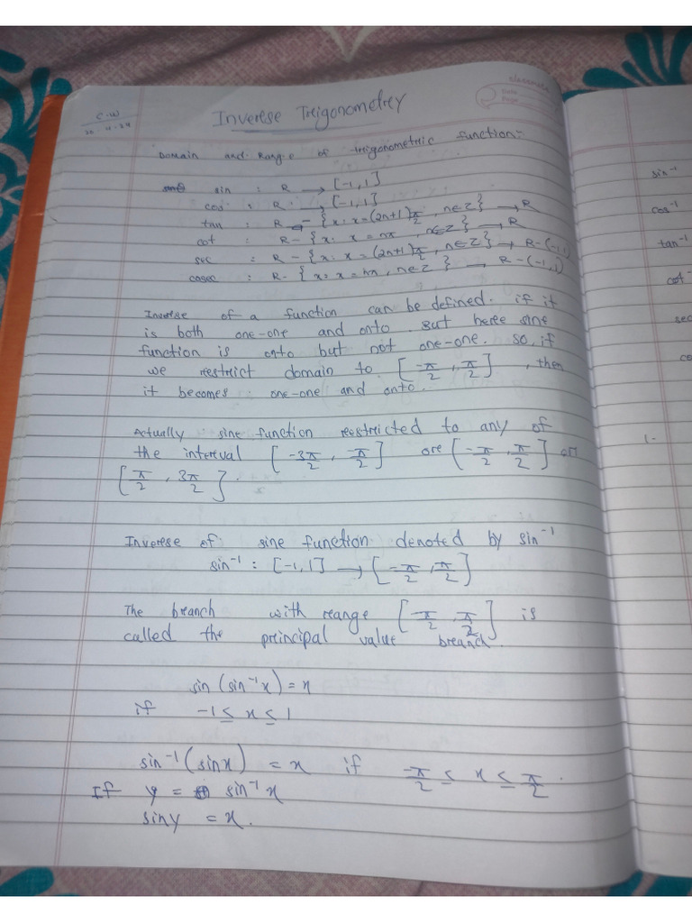 Inverse Trigonometry Notes | PDF