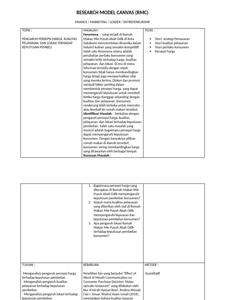 Research Model Canvas | PDF