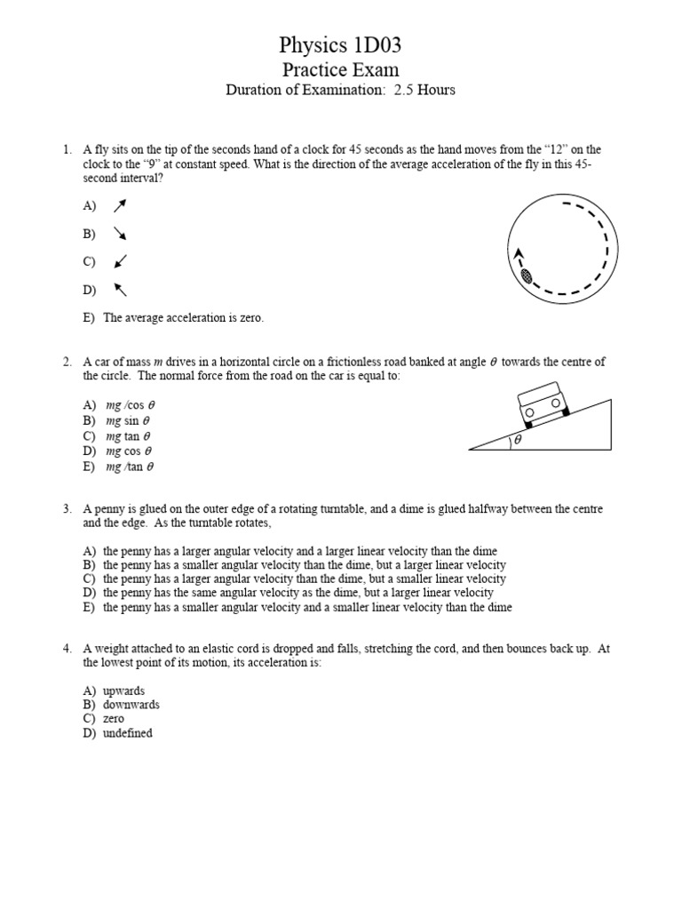 1d03_Practice_Exam-2020 | PDF | Force | Angular Momentum
