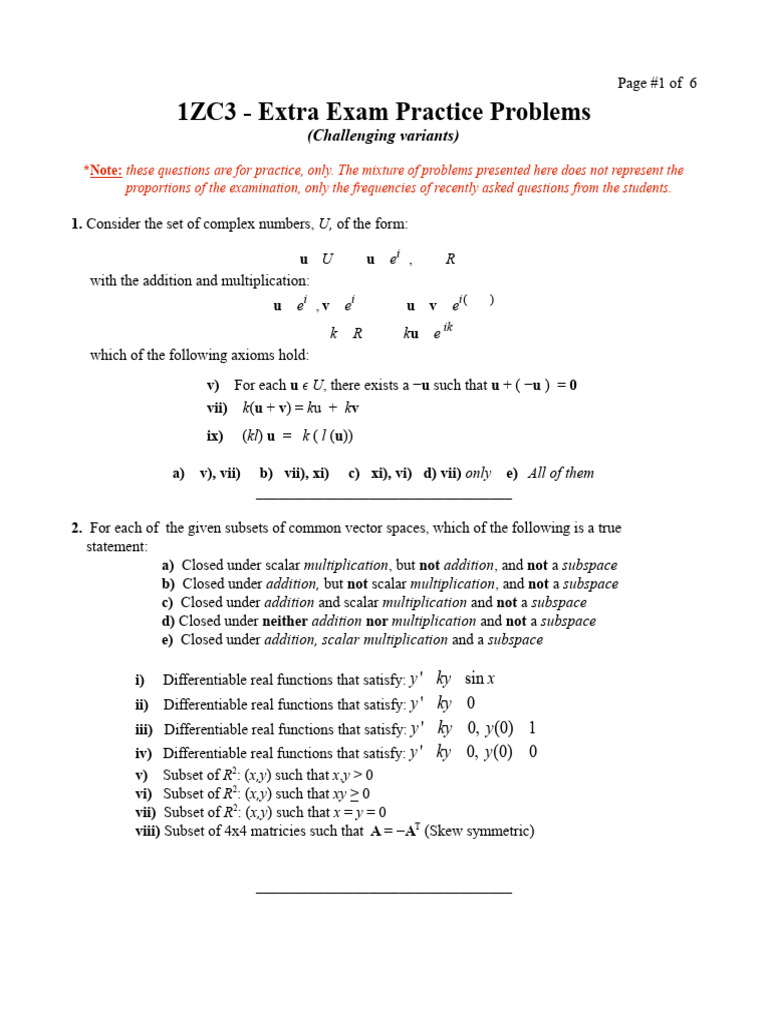 1ZCPX | PDF | Matrix (Mathematics) | Linear Subspace