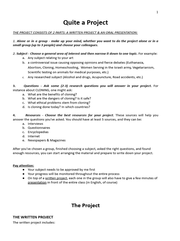Project - Instructions and Rubrics | PDF | Rubric (Academic) | Essays