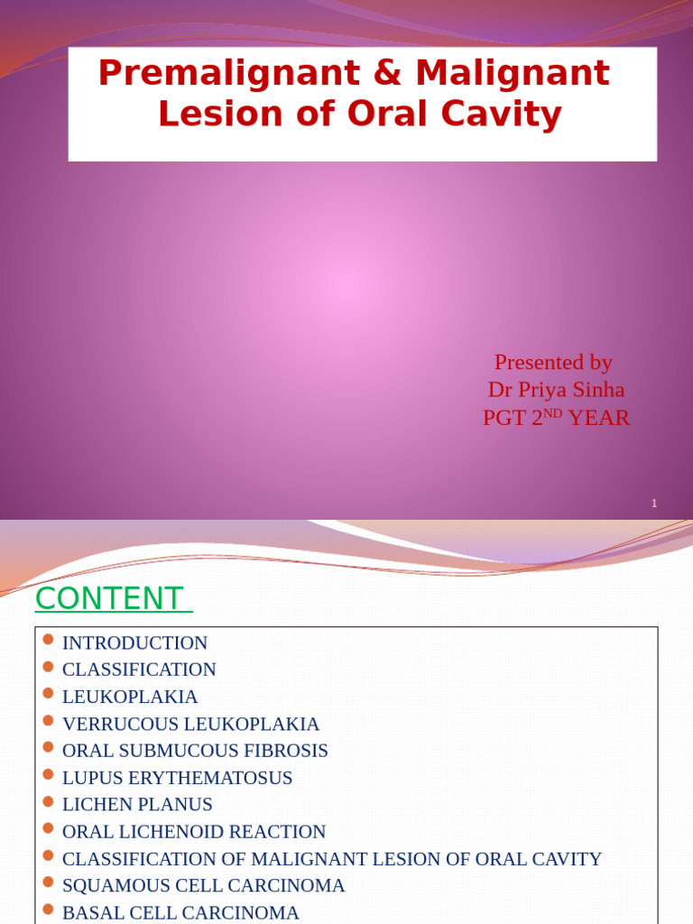 Sem 15 Premalignant and Malignant Lesion of Oral Cavity | PDF ...