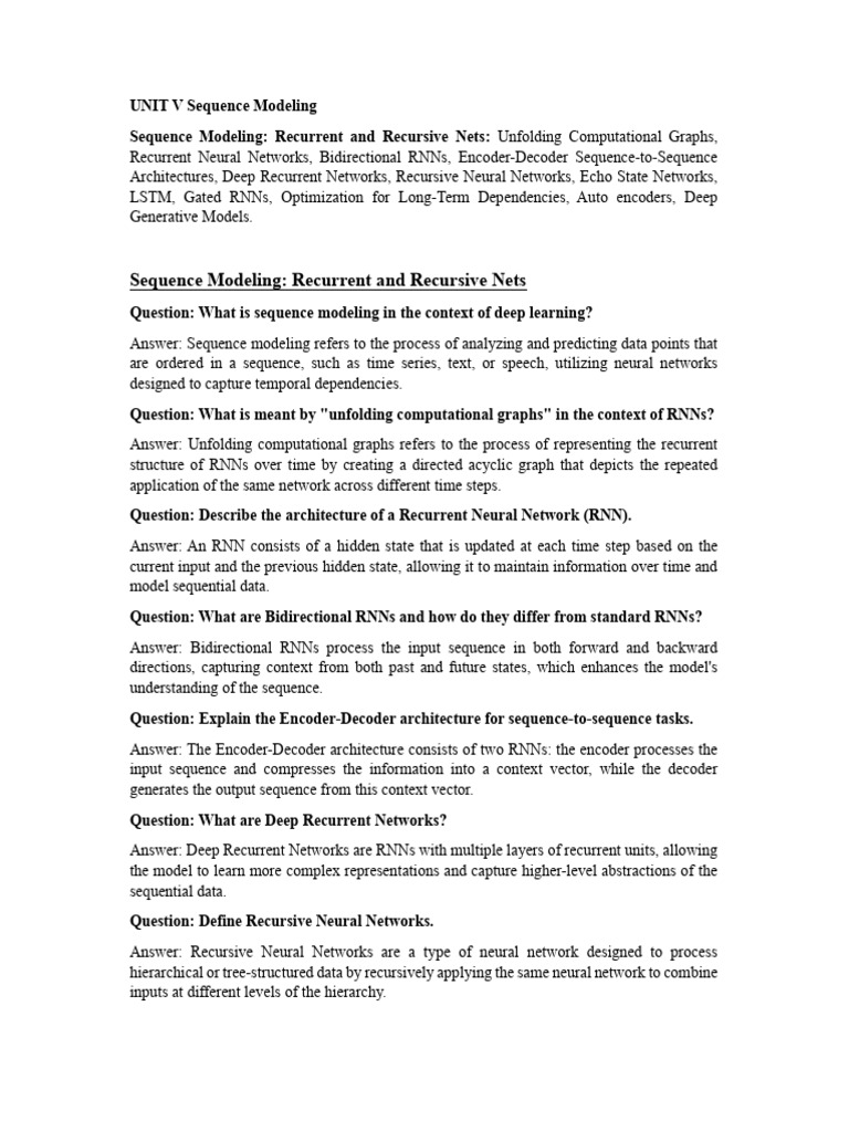 Sequence Modeling: RNNs & Architectures | PDF | Artificial Neural Network | Statistical ...