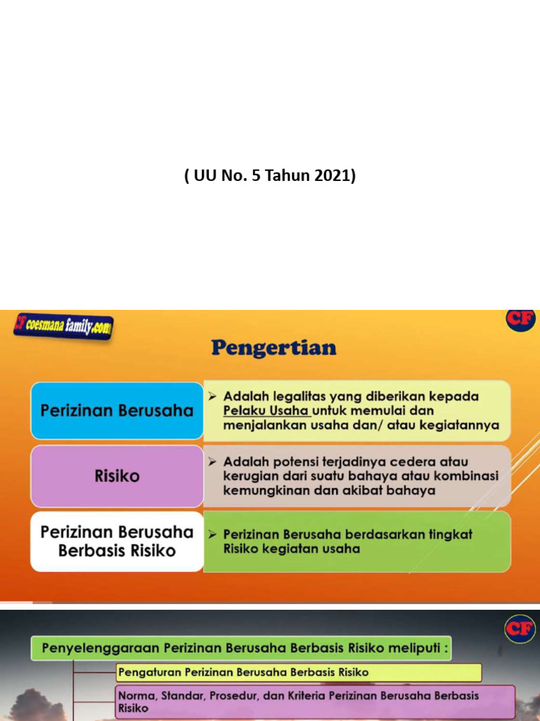 10 PPT UU 5 Tahun 2021 Pengawasan Perizinan Berusaha Berbasis Resiko | PDF