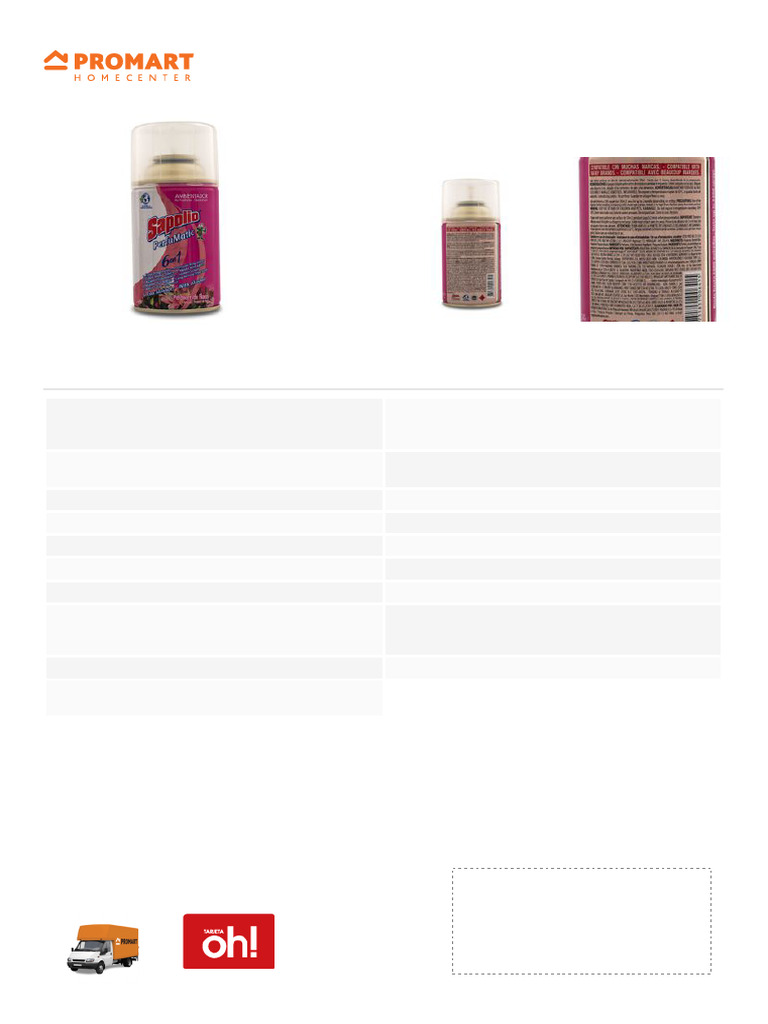 Ambientador Sapolio Perfumatic 240 ml | PDF
