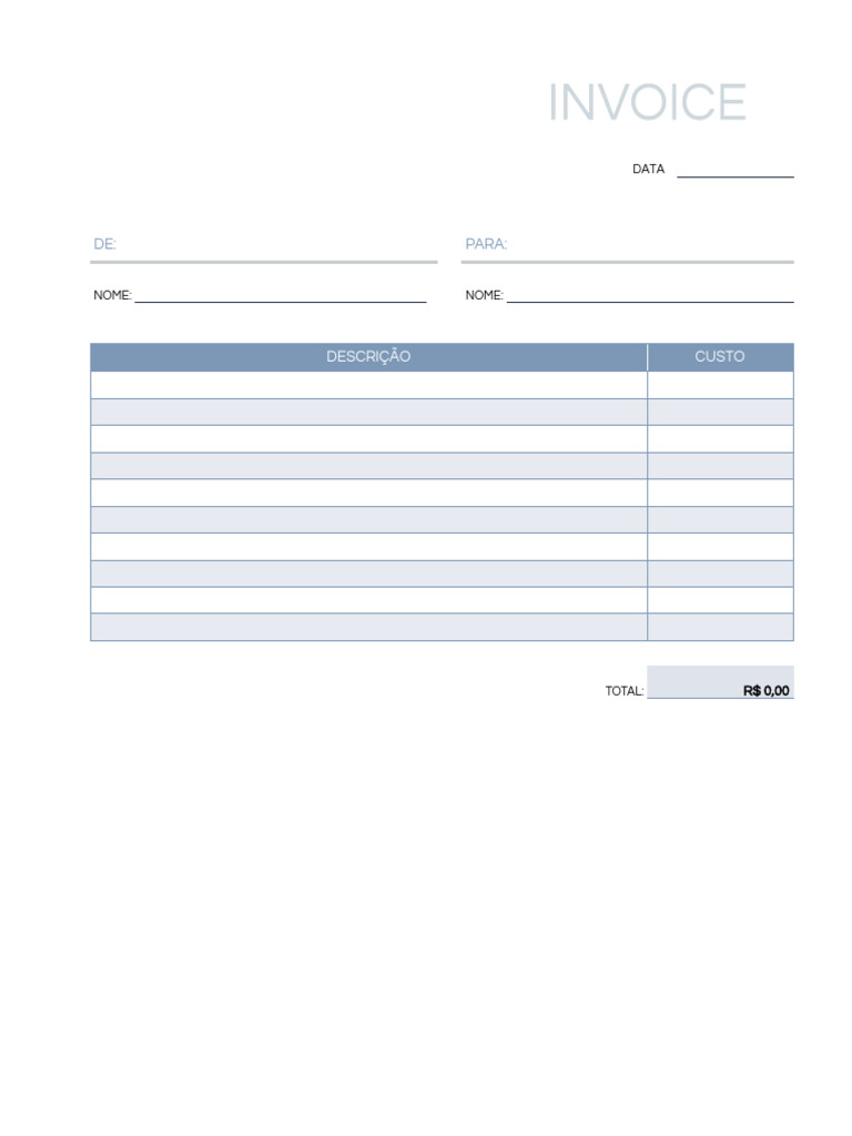 Template Básico de Invoice - XLSX - Invoice | PDF