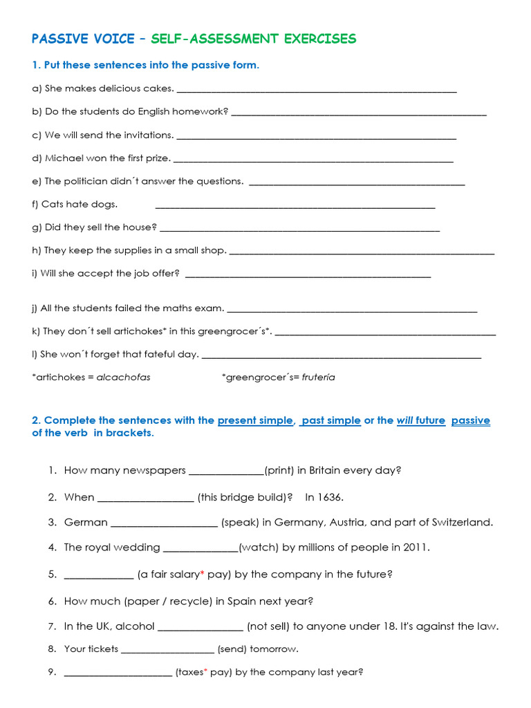 Self Assessment Exercise-Active To Passive and More | PDF