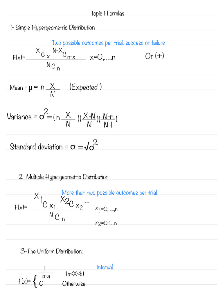 353-Topic 1- formla sheet | PDF
