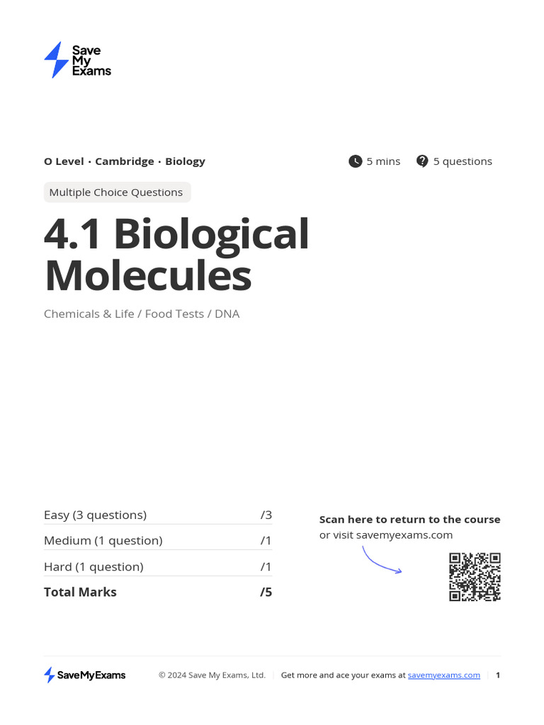 4 1 Biological Molecules 09EidAfF7Ah7XdOn | PDF | Biomolecules | Biology
