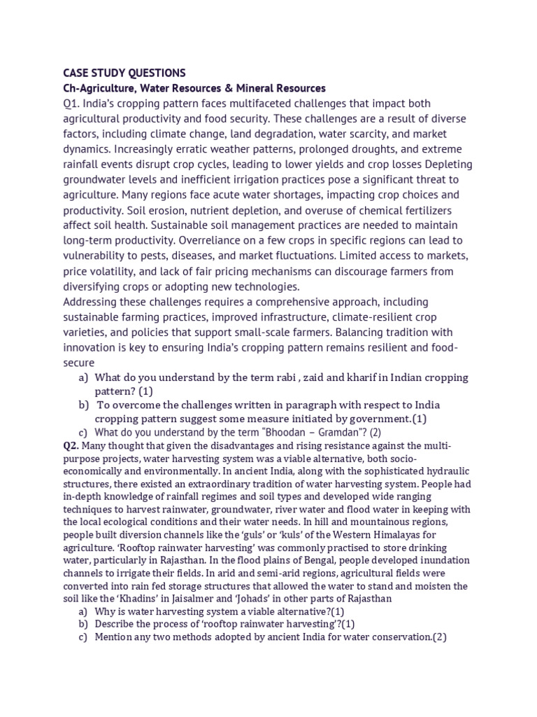 Geography Worksheet Cl 10 | PDF | Agriculture | Water Scarcity