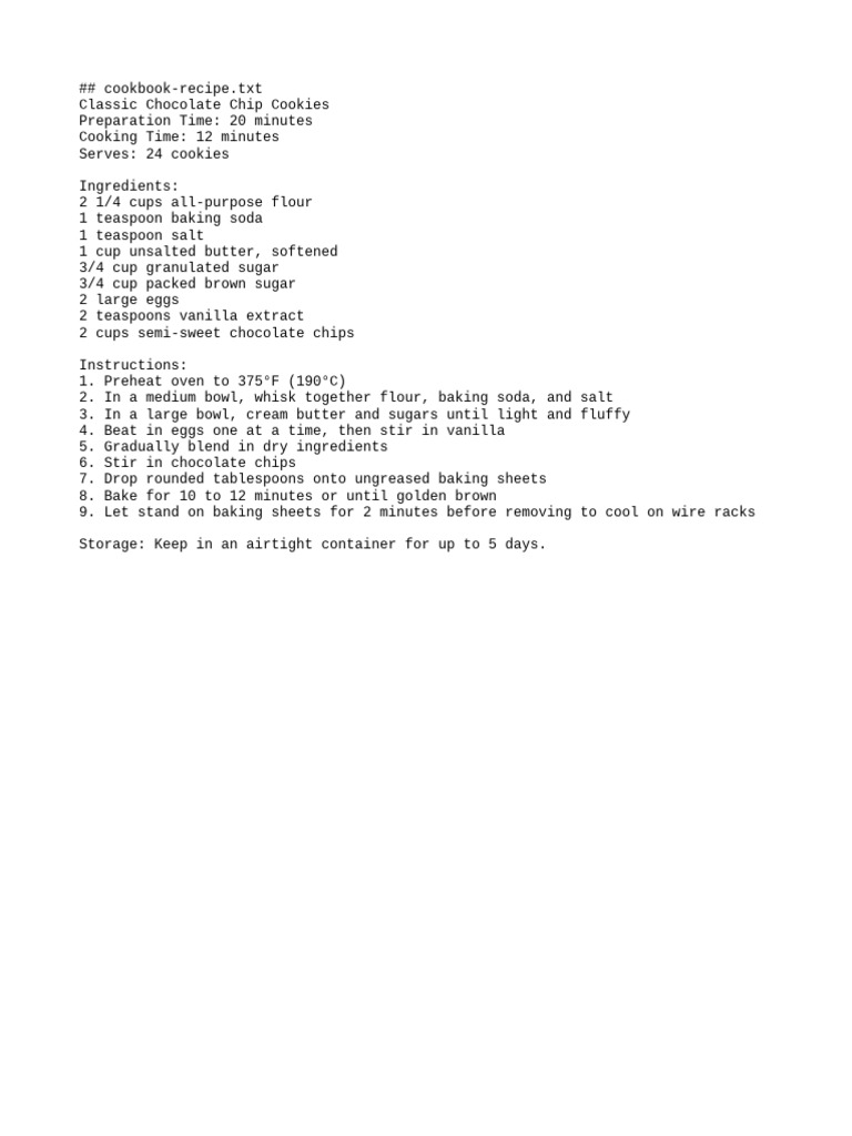 Classic Chocolate Chip Cookies Recipe | PDF