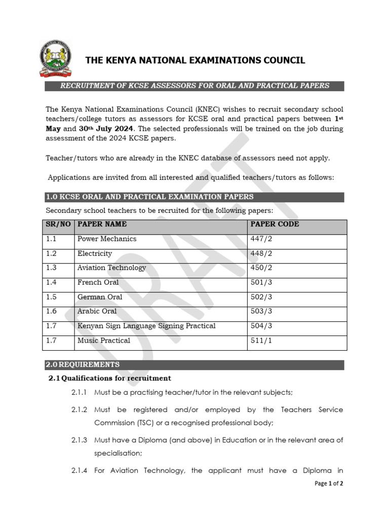 KCSE Assessors | PDF | Teachers | Login
