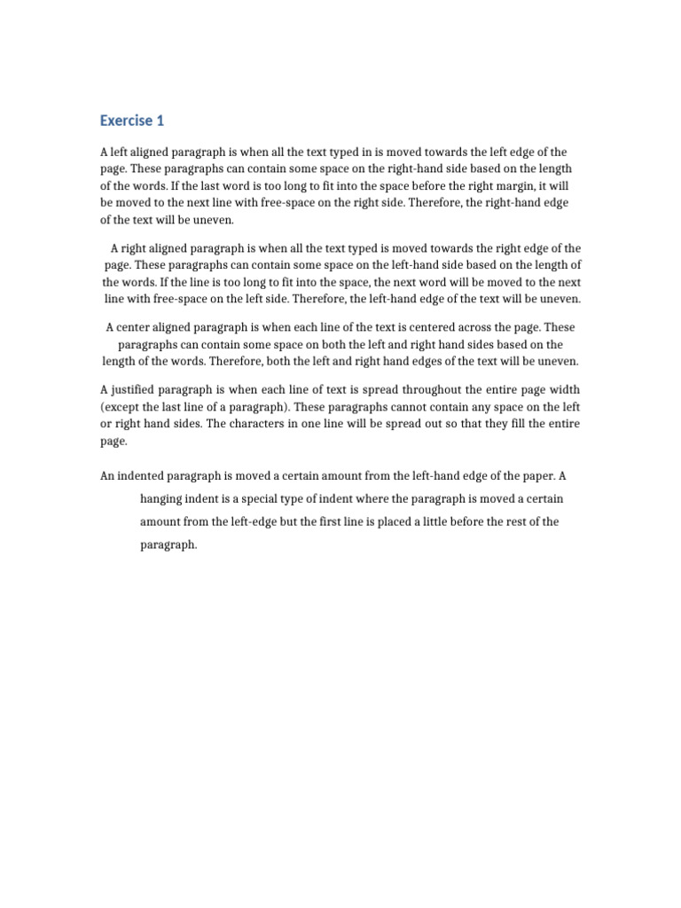 MS Word Exercises Final | PDF | Paragraph | Text