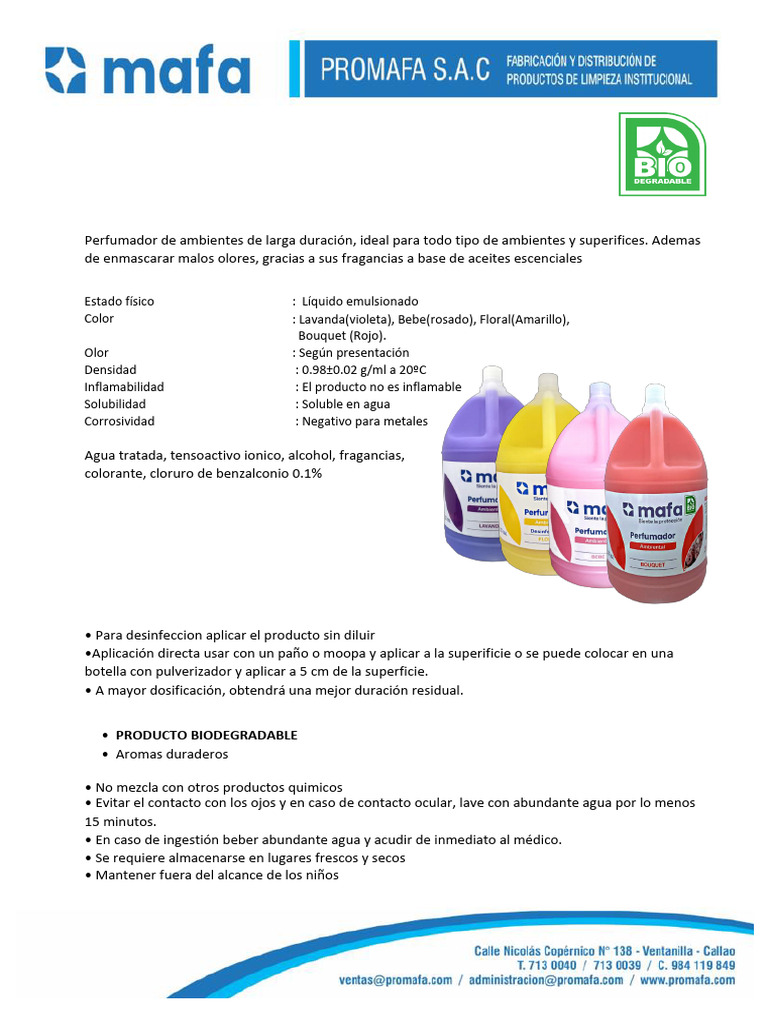 FT Mafa Perfumador Ambiental Desinfectante | PDF