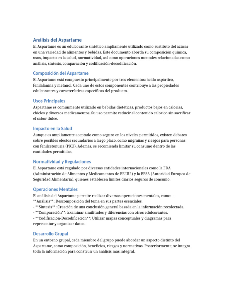 Aspartame Documento Extendido | PDF