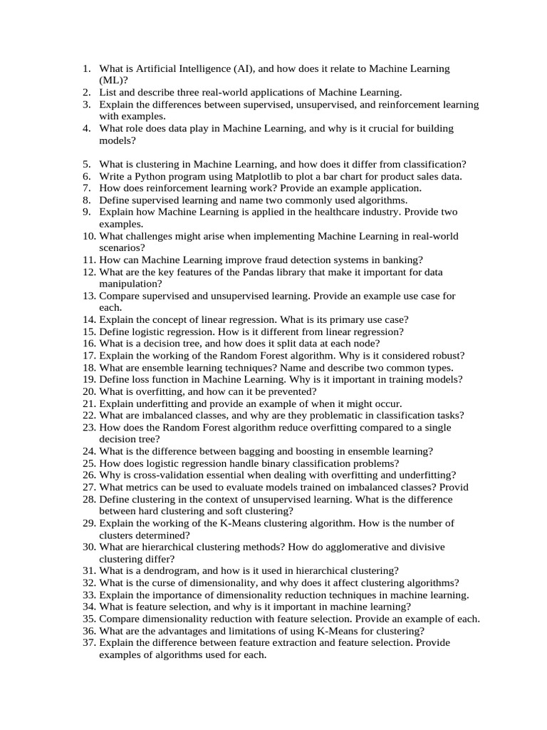 QB for AIML (3) | PDF | Machine Learning | Cluster Analysis