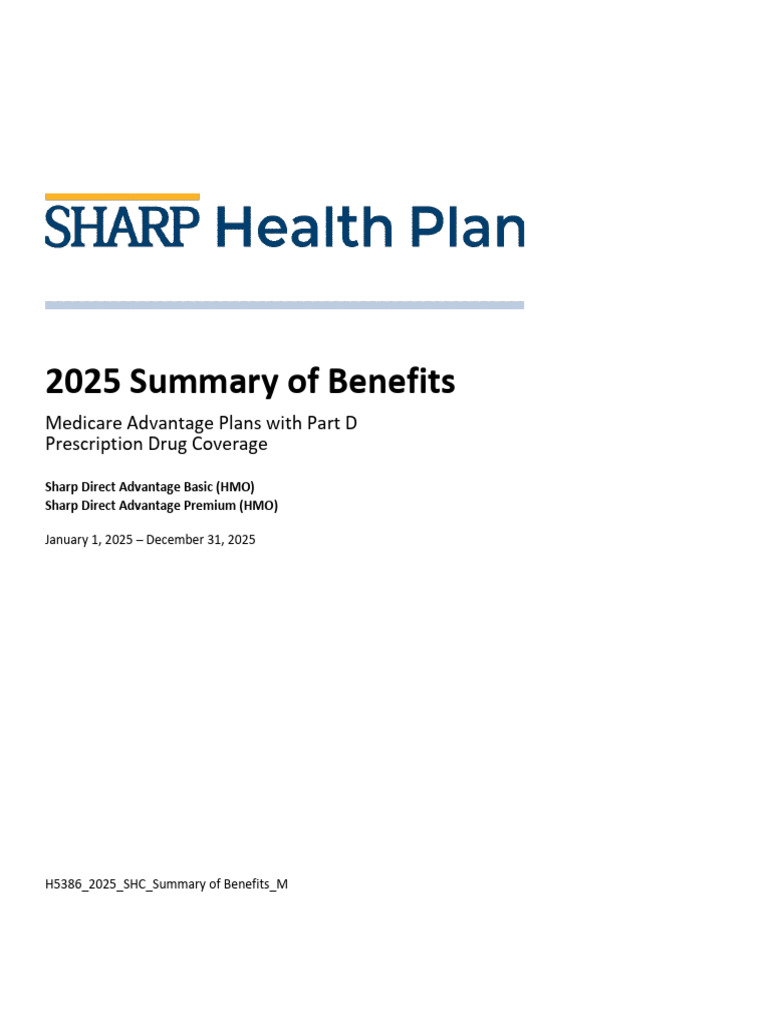 Sharp Medicare Advantage Plans 2025 | PDF | Medicare Part D | Clinical ...