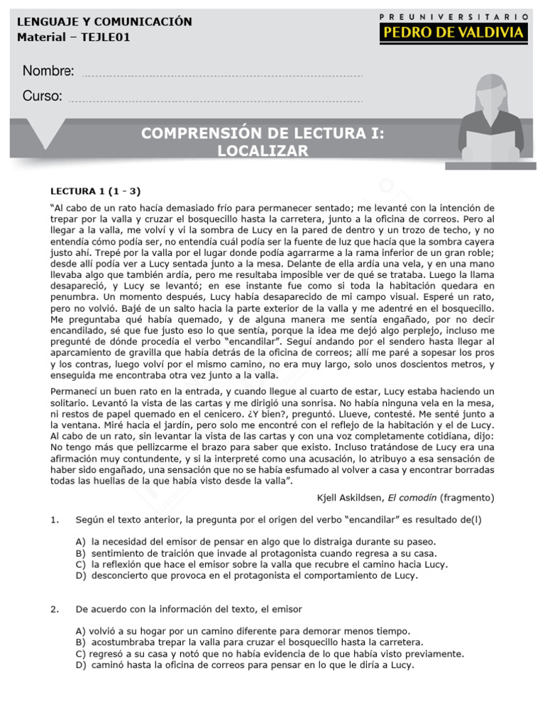TEJLE 1 COMP DE LECT 1 LOCALIZAR | PDF | Globo (Aeronáutica) | Libros