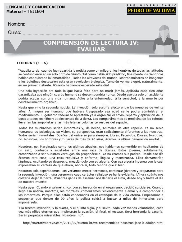 Tejle 4 Comp de Lect 4 Evaluar | PDF