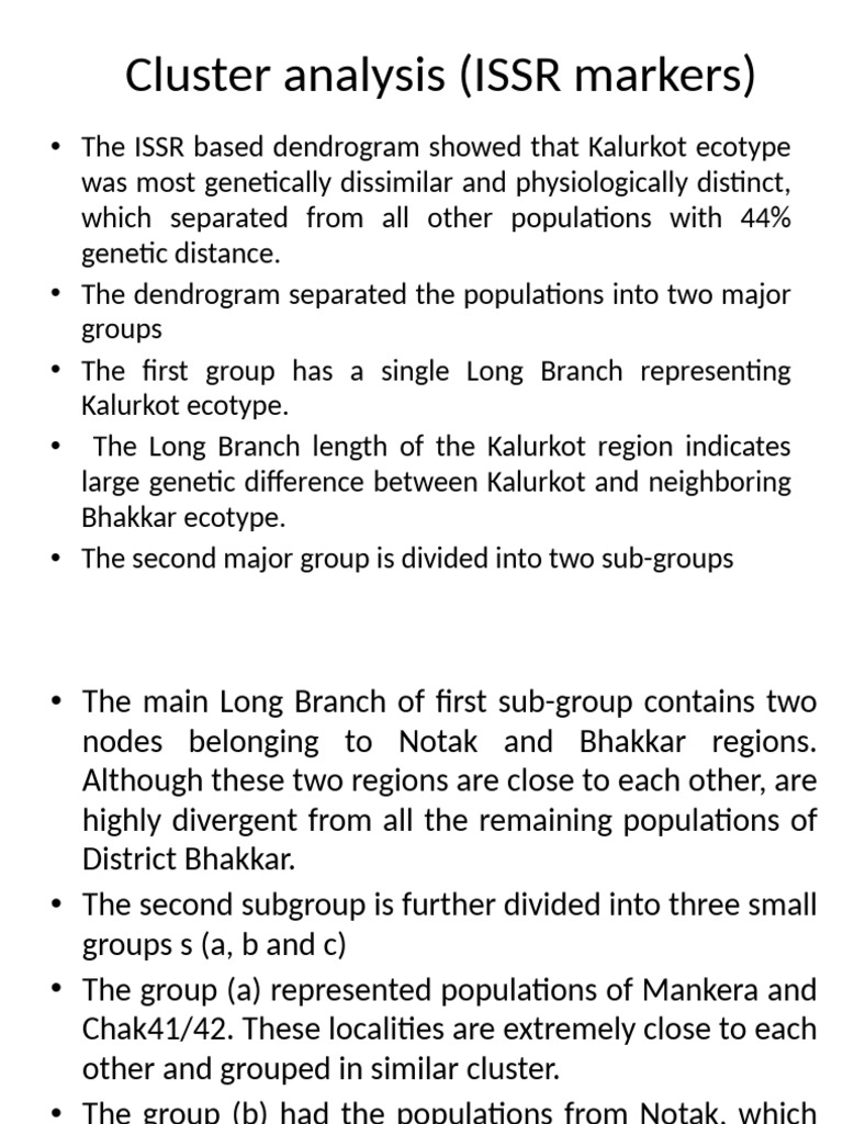 Cluster Analysis (ISSR Markers) | PDF
