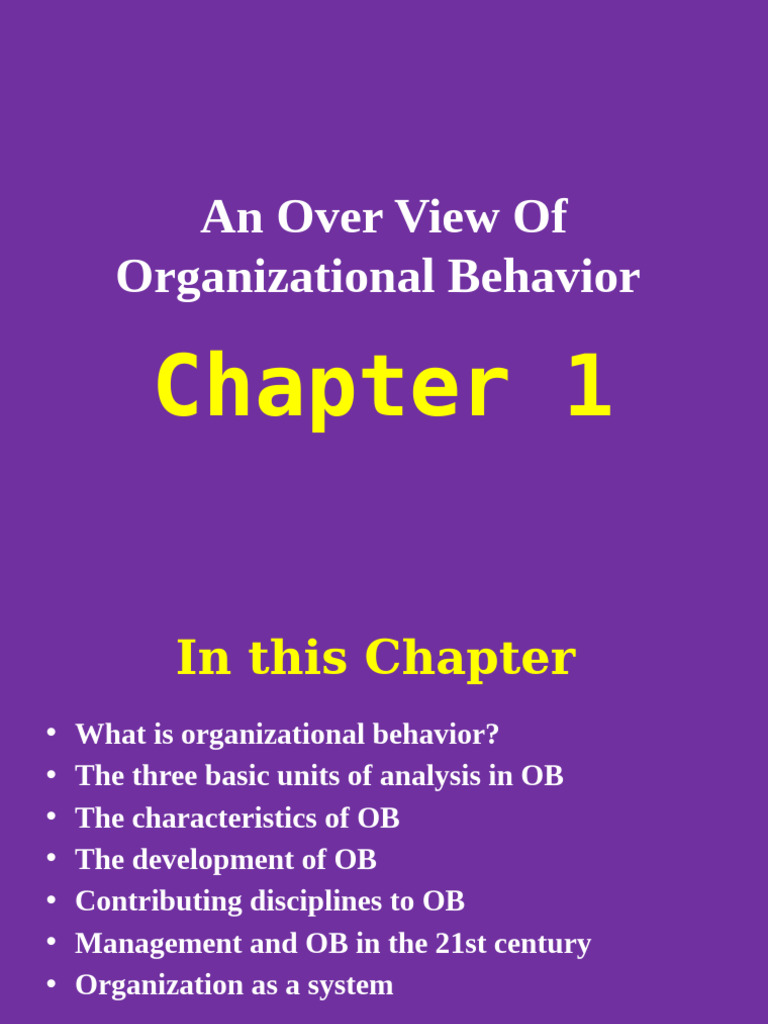 An Over View of Organizational Behavior | PDF | Classical Conditioning | Attitude (Psychology)