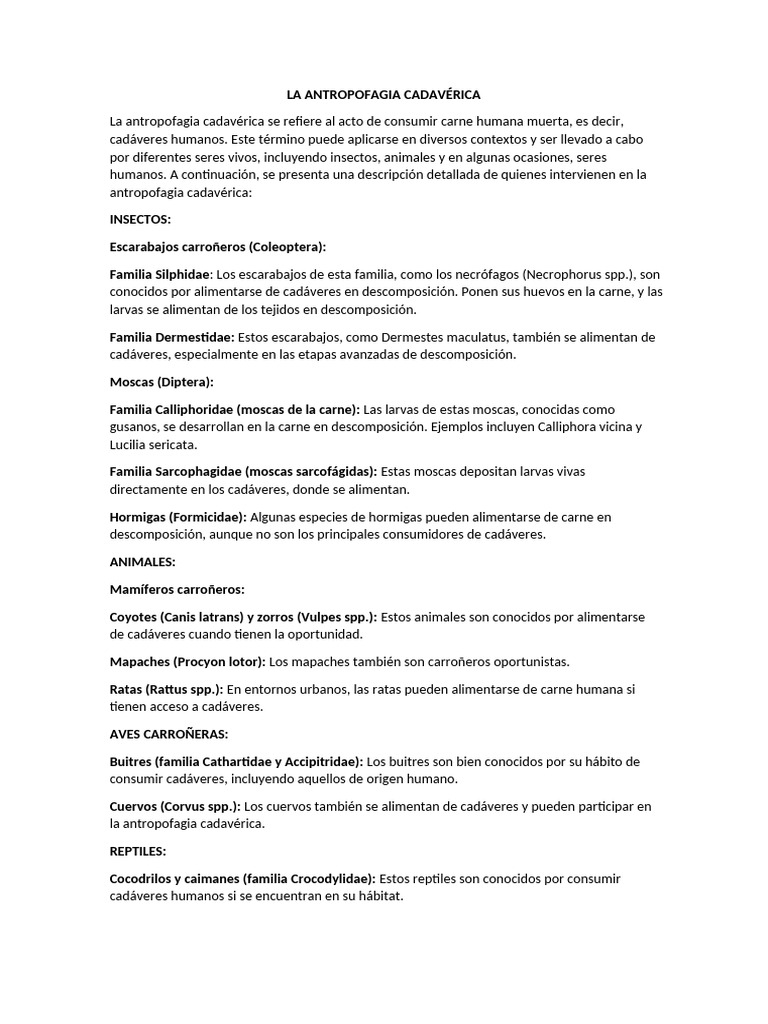 Antropofagia Cadavérica: Proceso y Actores | PDF | Descomposición | Canibalismo