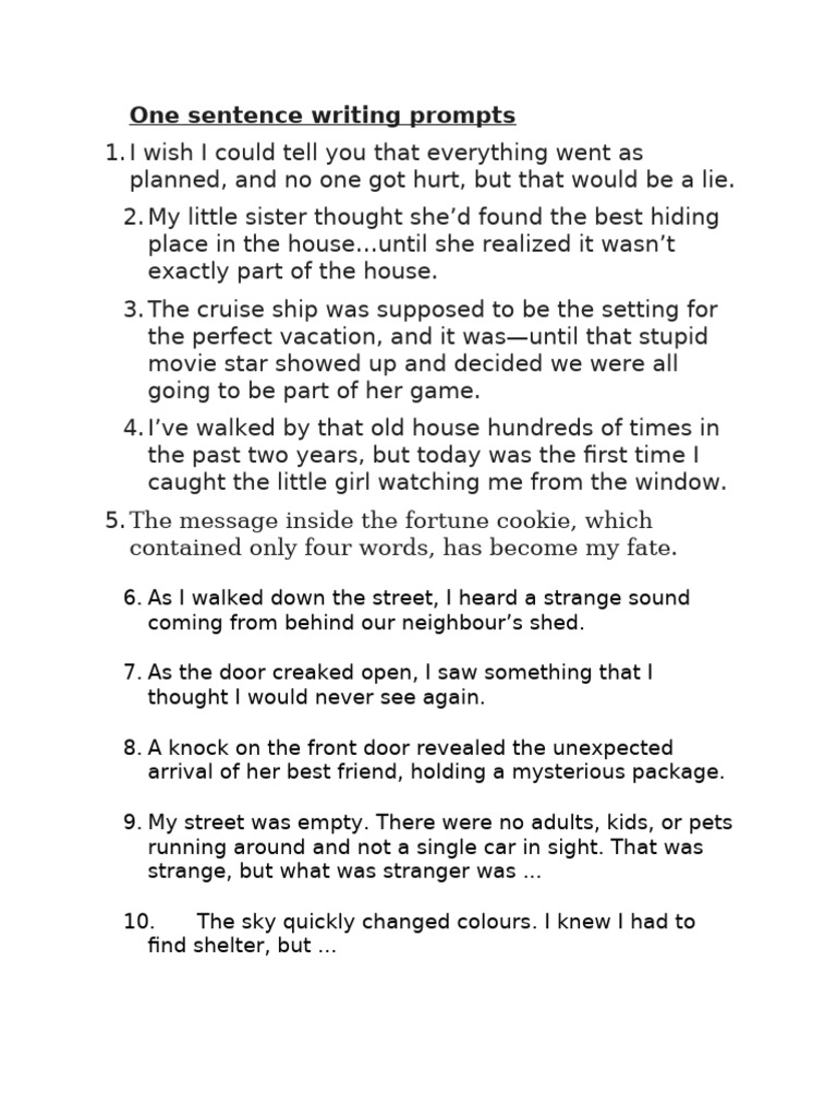 Creative Writing Prompts | PDF