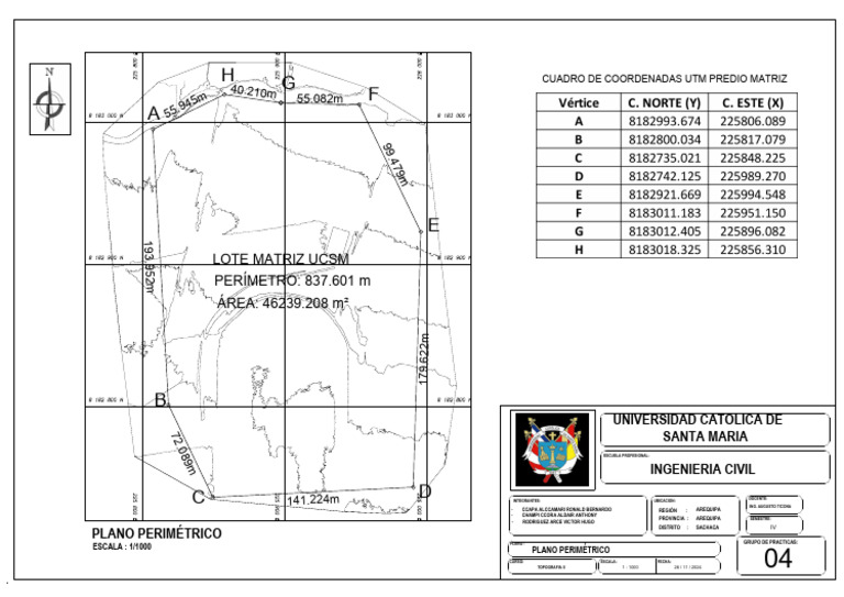 Plano Perimétrico del Predio Matriz | PDF