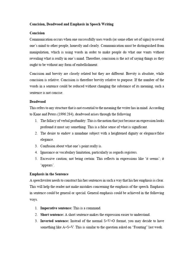 Concision in Speechwriting | PDF | Sentence (Linguistics) | Question