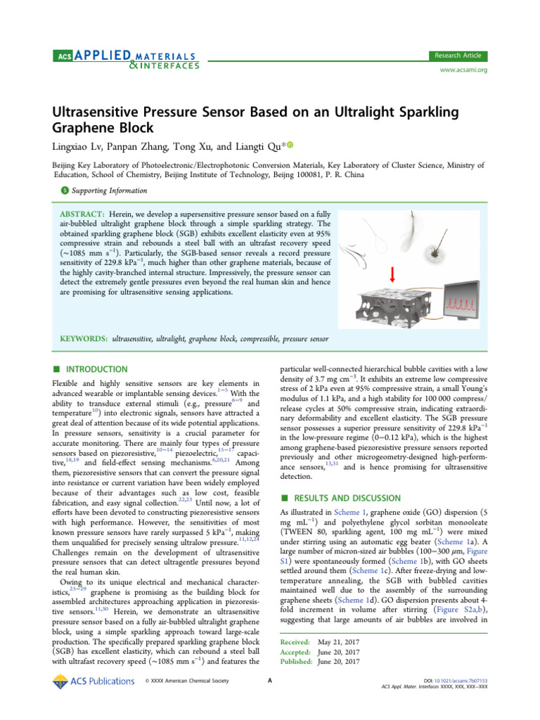 Ultrasensitive Pressure Sensor | PDF | Deformation (Engineering ...