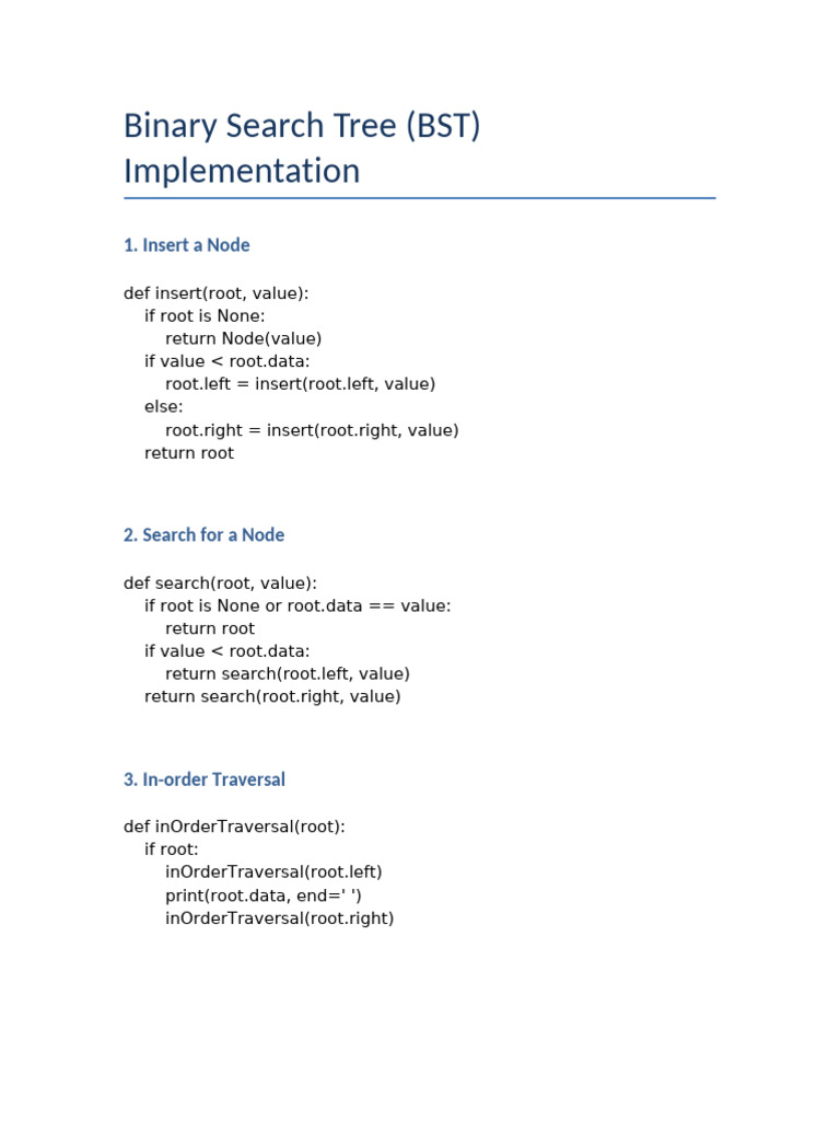 Binary Search Tree Implementation Guide | PDF
