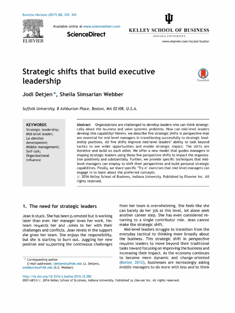 Strategic shifts that build executive leadership _ Elsevier Enhanced ...