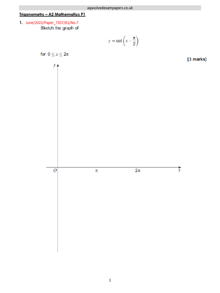 2022 AQA Trigonometry A2 Mathematics P1 | PDF