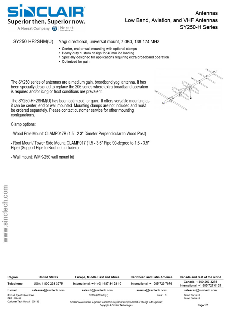 SY250-HF2SNM(U)-DI | PDF | Antenna (Radio) | Radio Technology